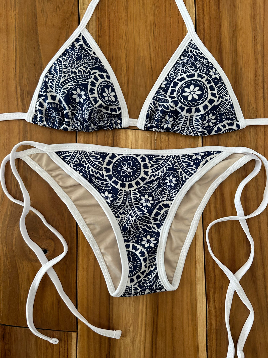 Navy Blue Print Triangle Bikini Top – JillesBikinis