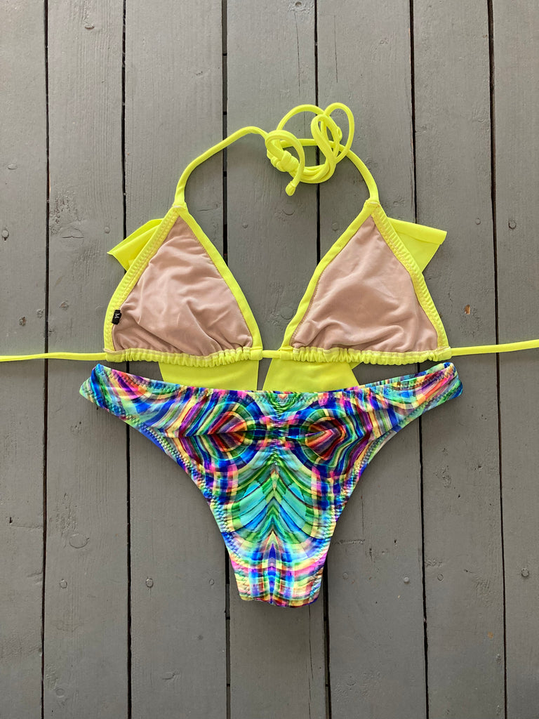 Bright Yellow Triangle Bikini Top w/Ruffle Accent – JillesBikinis