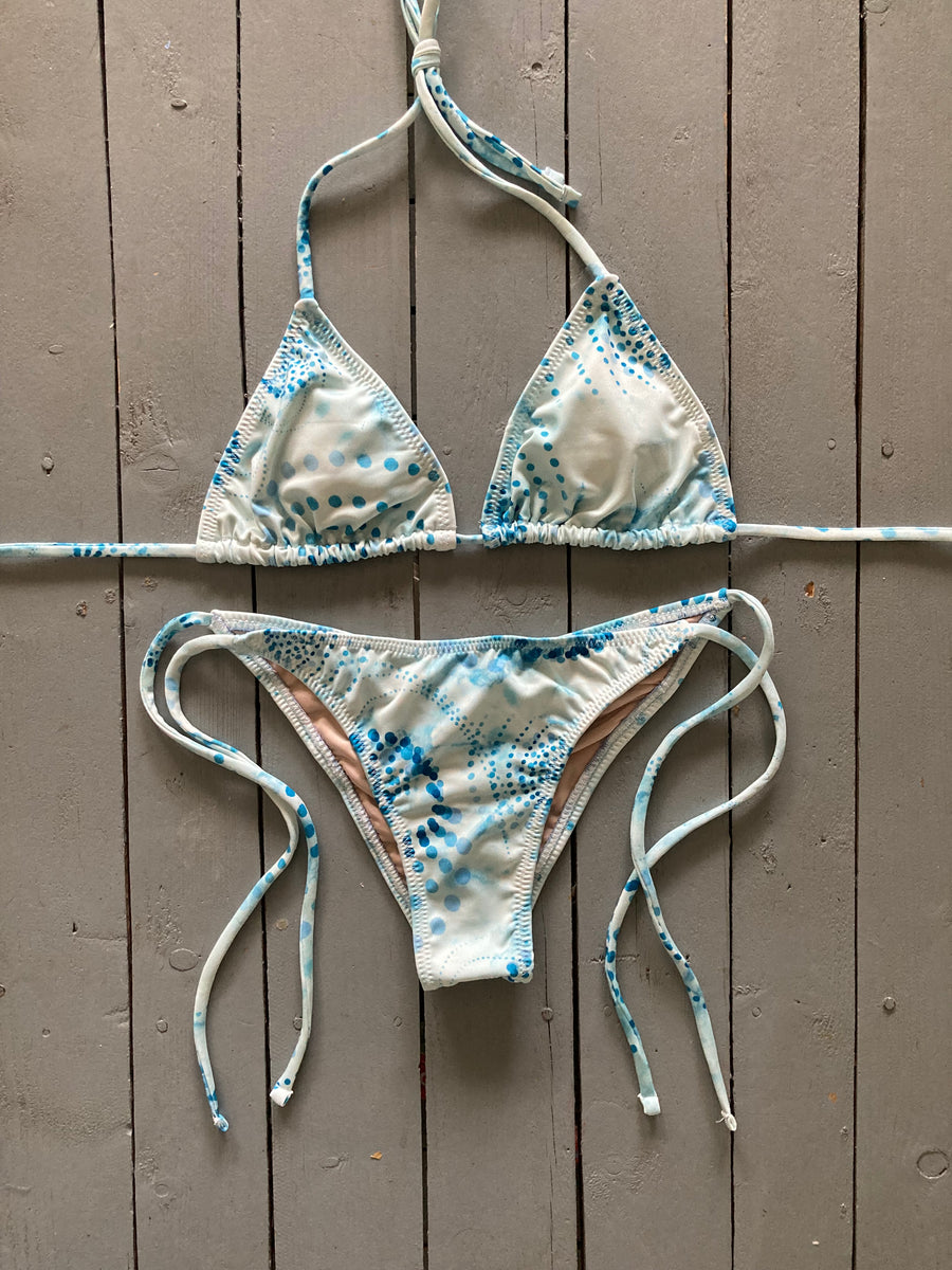 Blue Polka Dot Spaghetti Ties Bikini Bottom – JillesBikinis