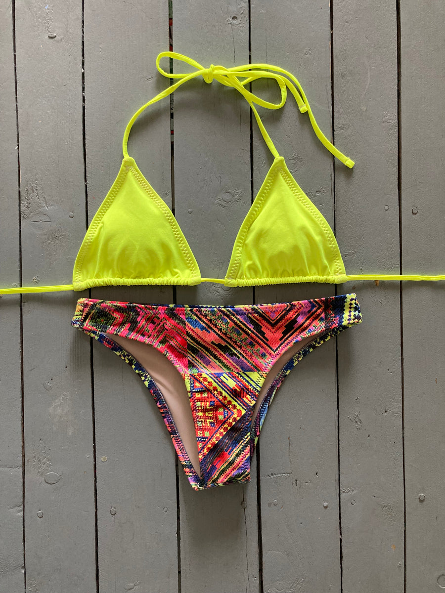 Fluorescent Yellow Triangle Bikini Top – JillesBikinis