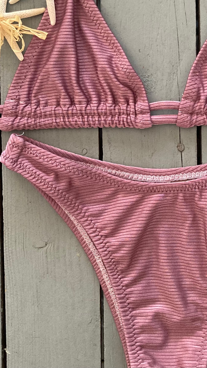 Textured Dark Mauve 2 String Triangle Bikini Top – JillesBikinis