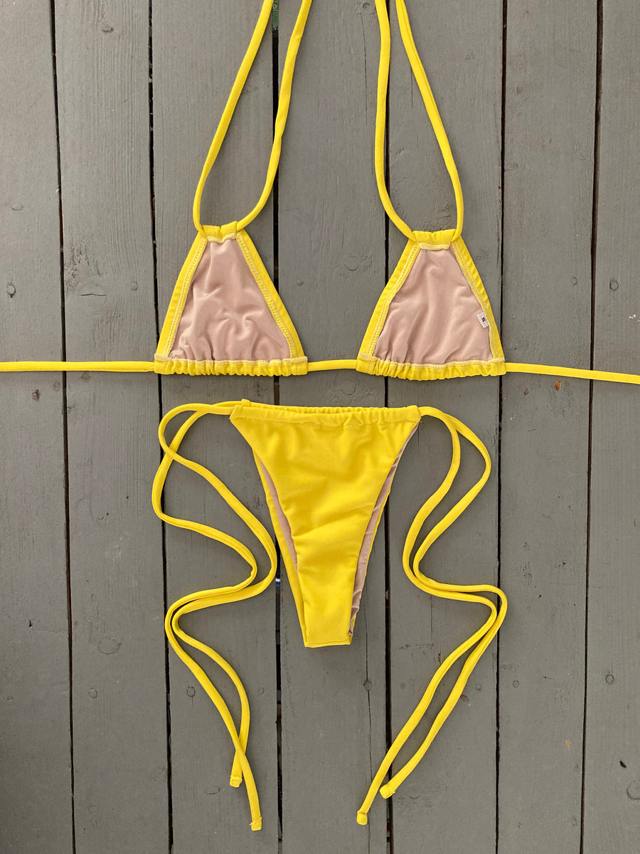 Yellow Double String Triangle Bikini Top – JillesBikinis