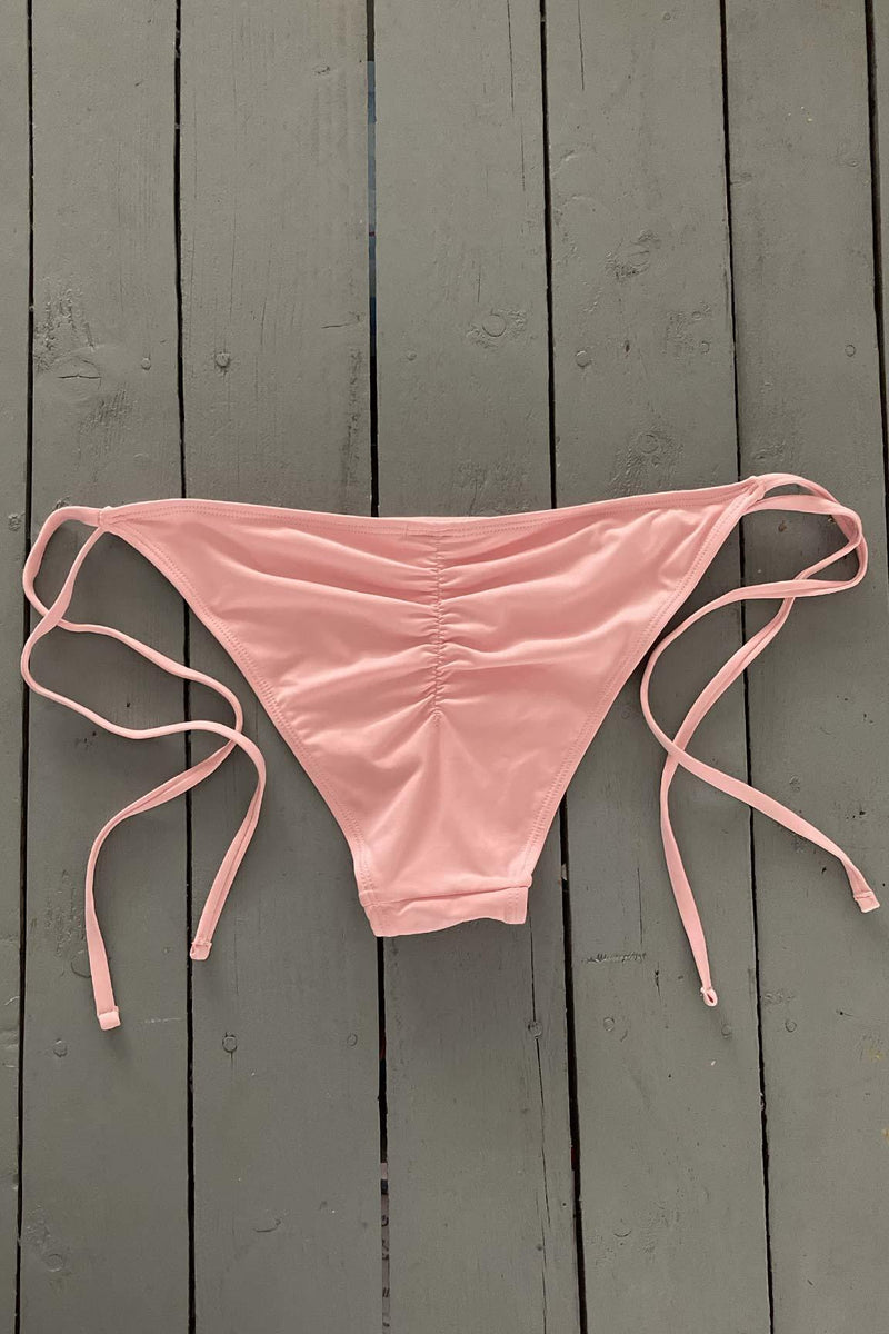 Baby Pink Scrunch Bikini Bottom w/Spaghetti Ties – JillesBikinis
